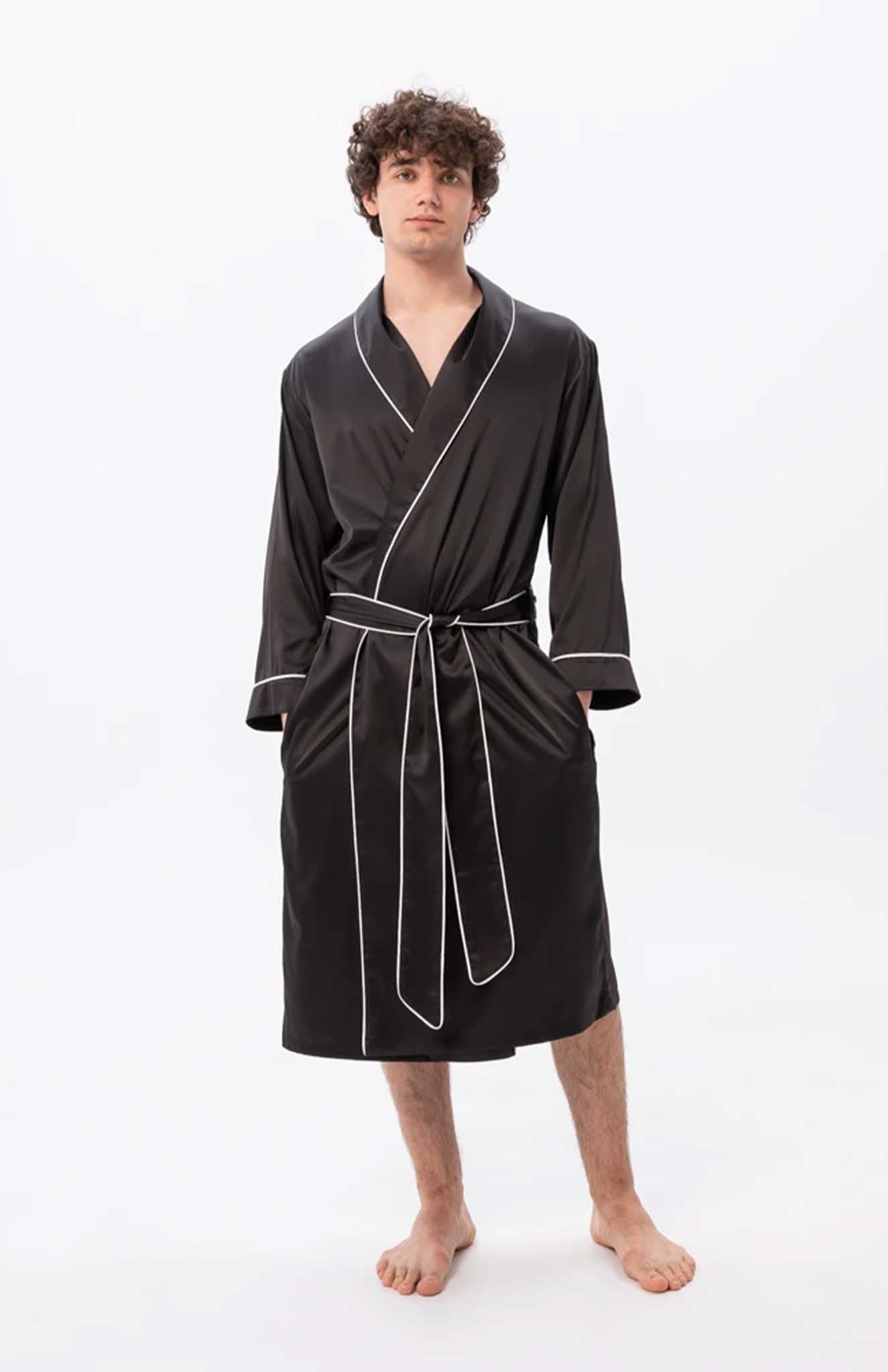 Midnight Mogul | Black Satin Robe