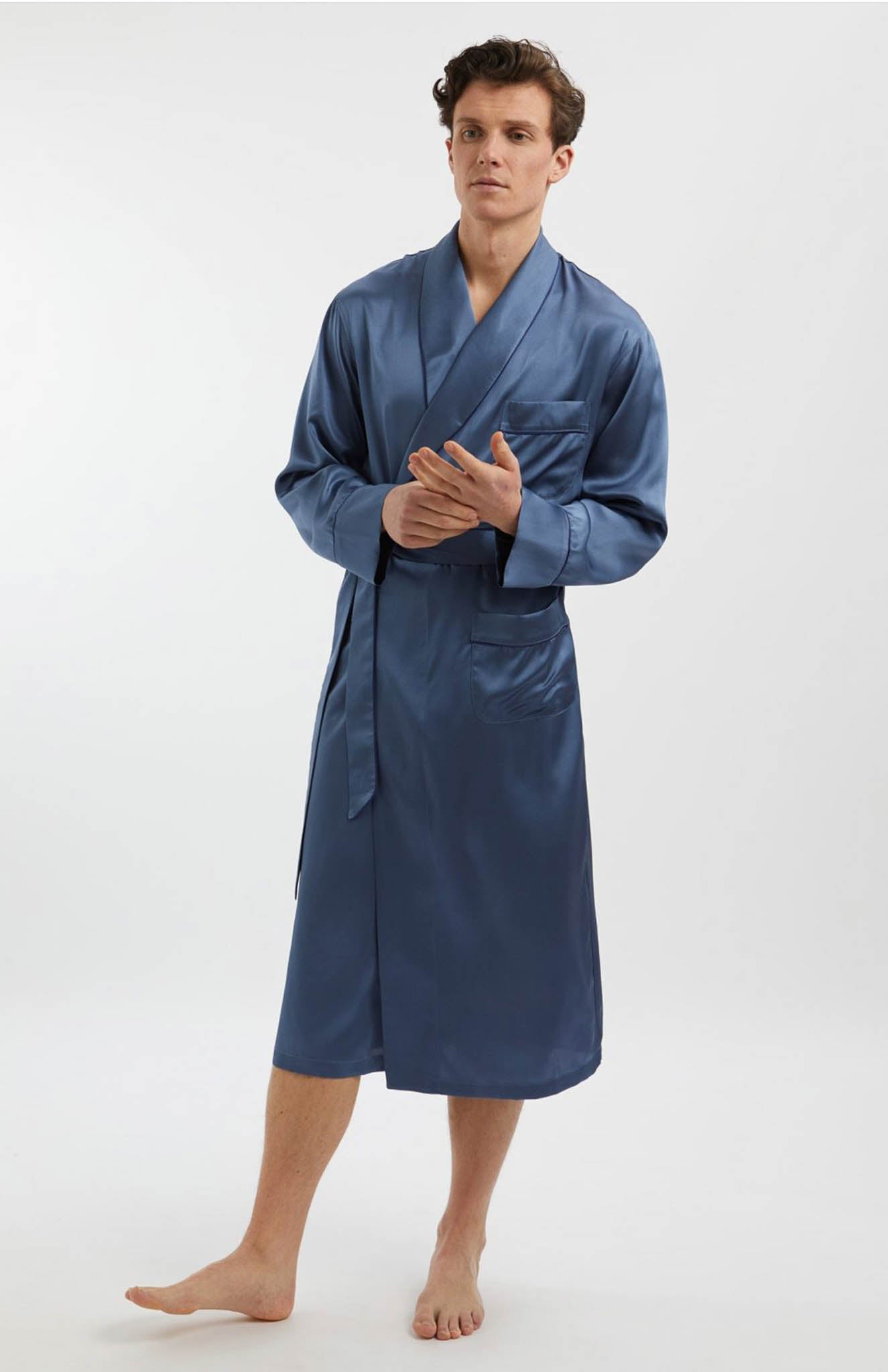 Sky Luxe Blue Satin Robe - Luxurious Loungewear Collection
